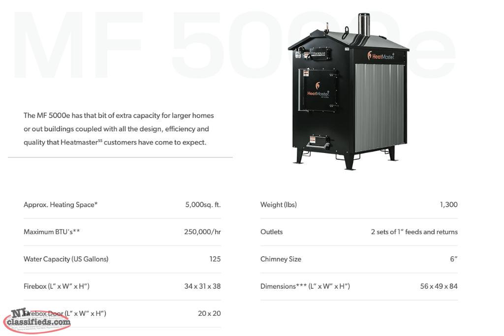 New!! Heatmaster Outdoor Furnace MF5000e - Grand Falls-Windsor ...