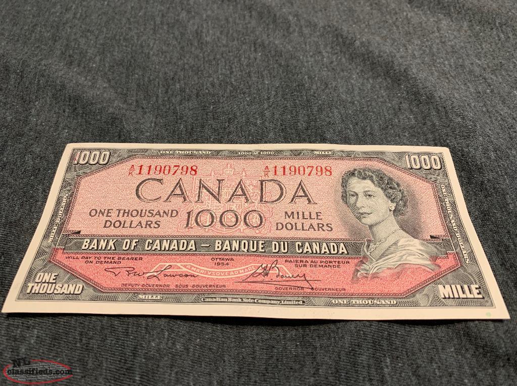 Canadian 1000 Bill - 1954 - St. John's, Newfoundland Labrador | NL ...